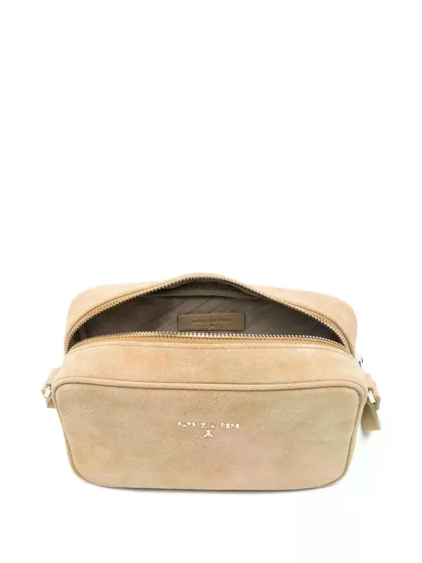 Patrizia Pepe Suede Cross-body Bag With Logo Plaque