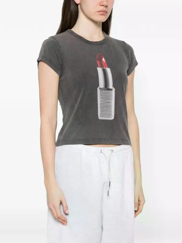 Alexander Wang Lipstick Print Cropped T-shirt