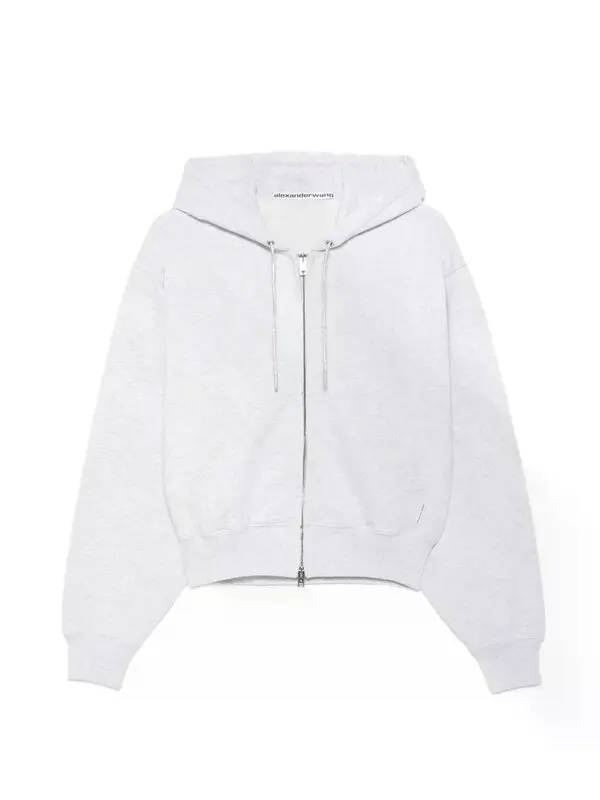 Alexander Wang Zip-up Hoodie With Rhinestone Drawcords
