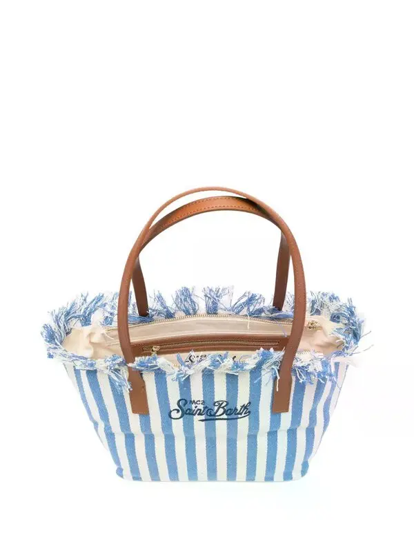 MC2 SAINT BARTH Striped Fringed Tote Bag - Blue