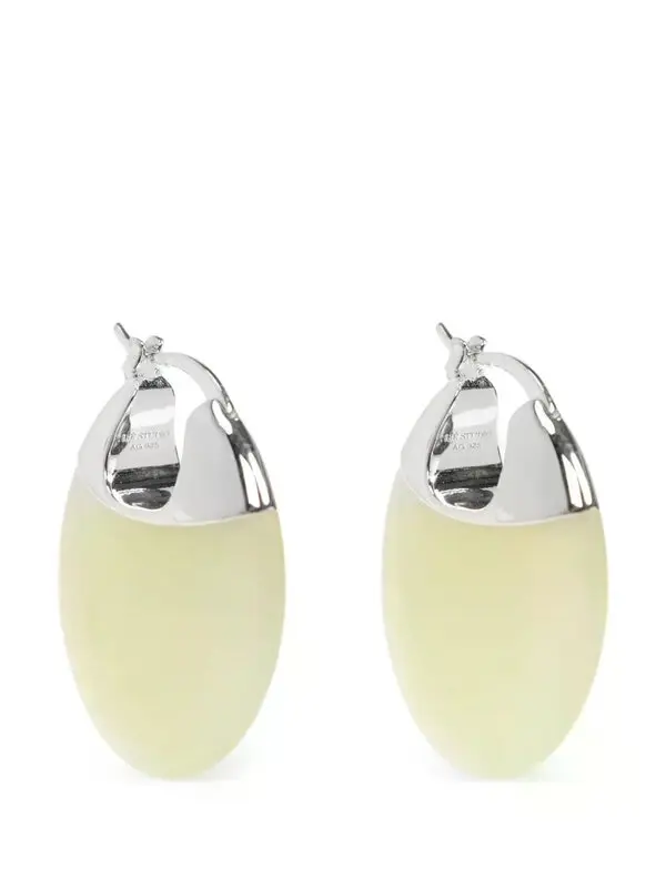 Lié Studio Oval Gemstone Hoop Earrings - Silver