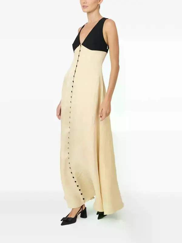 Rosie Assoulin Buttoned V-neck Maxi Dress