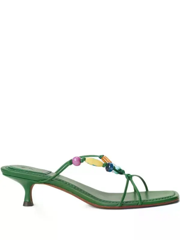 Polo Ralph Lauren Bead-detailed Leather Sandals - Green