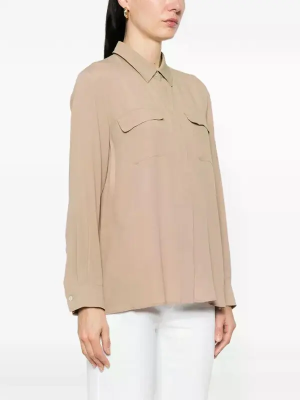 Marella Beige Crepe Shirt With Chest Pockets