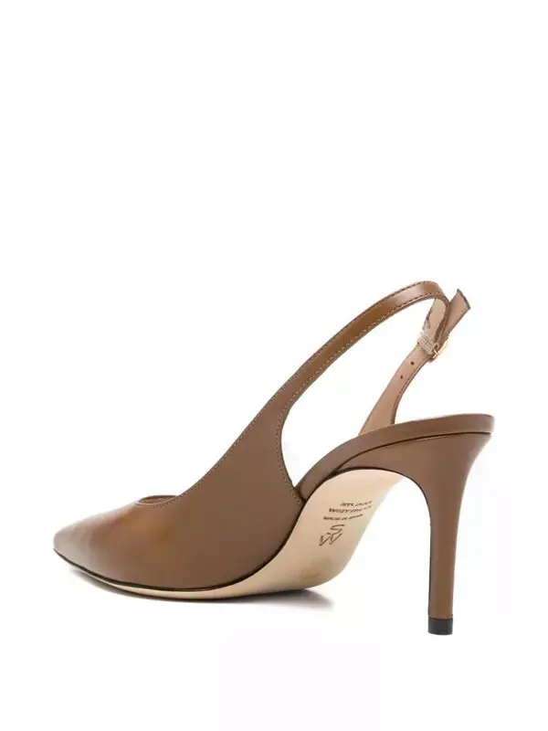 STUART WEITZMAN Pointed Toe Leather Slingback Pumps - Brown