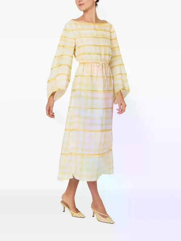 Rosie Assoulin Plaid Bell-sleeve Midi Dress