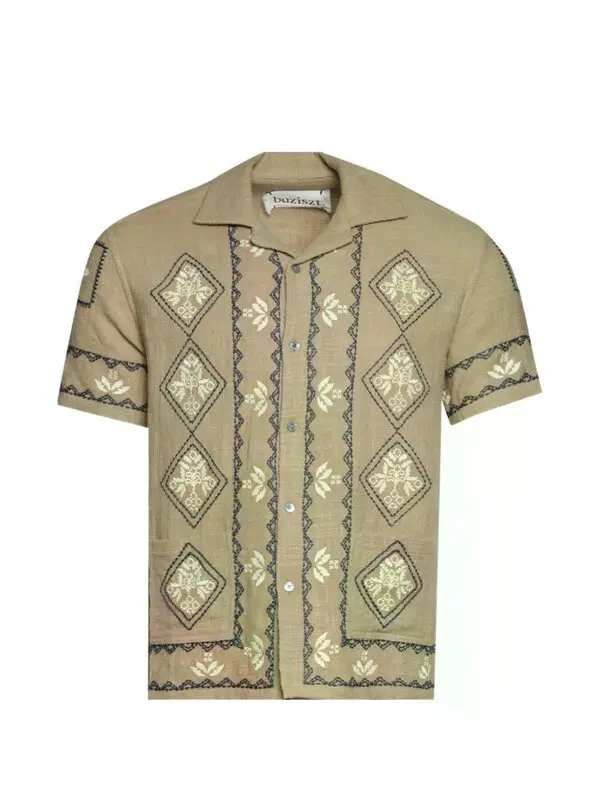 BAZISZT Mexican Embroidered Short-sleeve Shirt