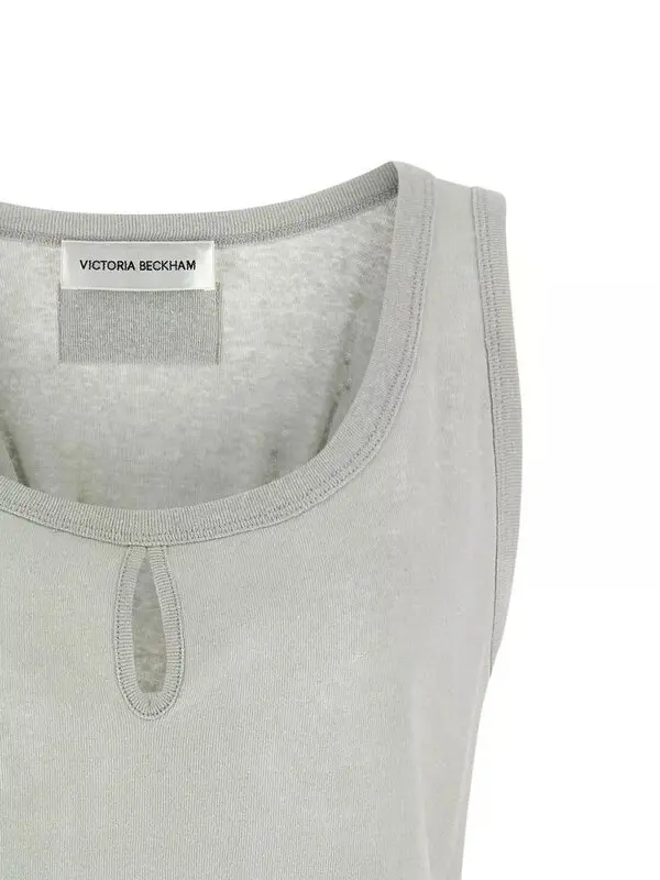 Victoria Beckham Scoop Neck Cut-out Tank Top - Grey