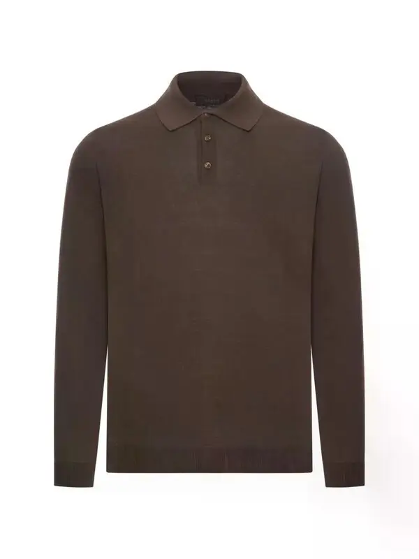 ZANONE Long-sleeve Button Polo Shirt - Brown