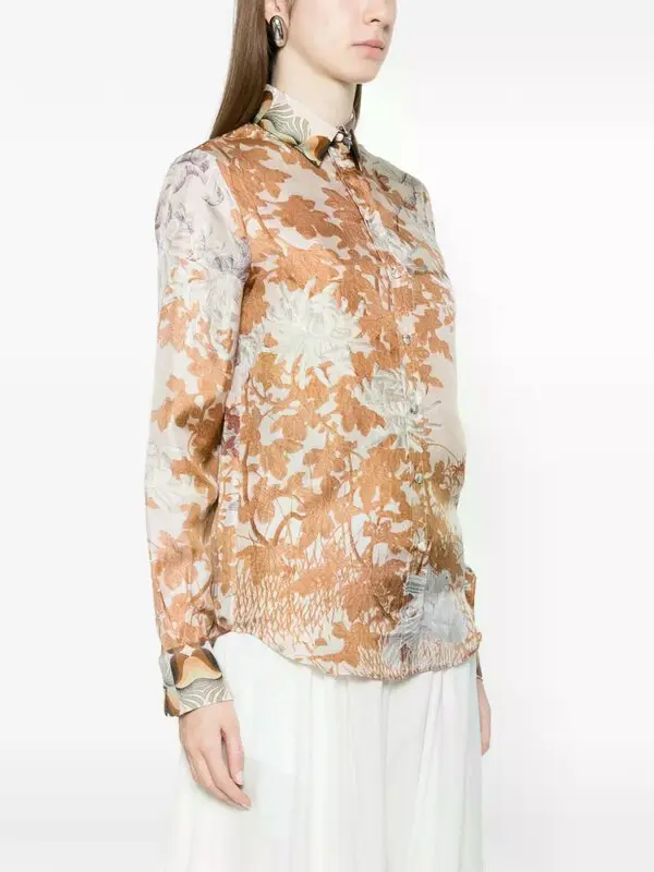 PIERRE-LOUIS MASCIA Floral Print Silk Shirt
