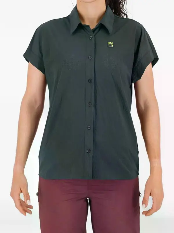 KARPOS Buttoned Short-sleeve Top With Shirt Collar