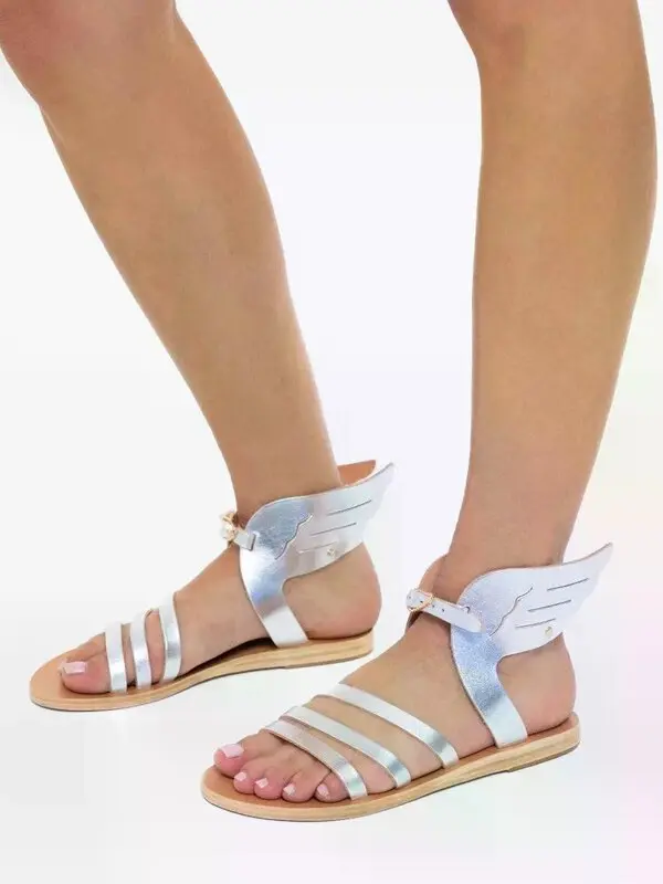 ANCIENT GREEK SANDALS Ikaria Winged Strap Sandals - Silver