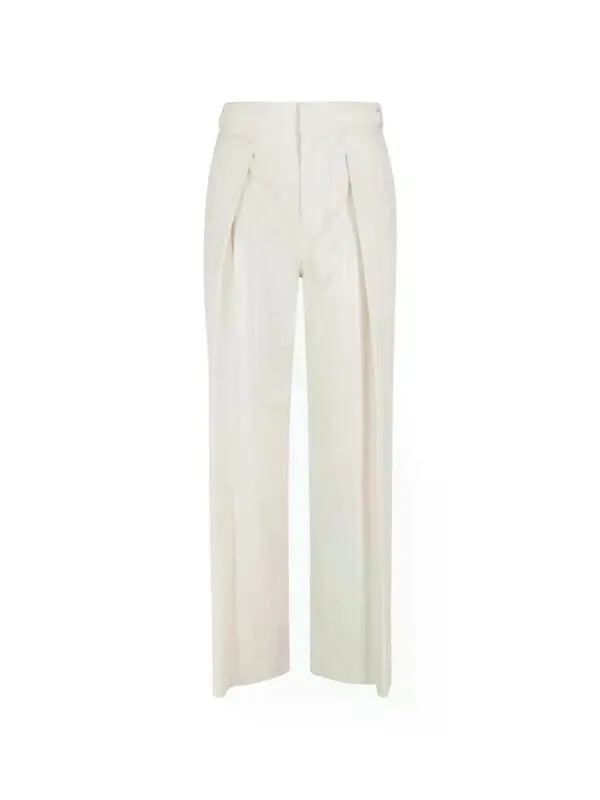 ERMANNO FIRENZE Pinstripe Pleated Trousers - Neutrals