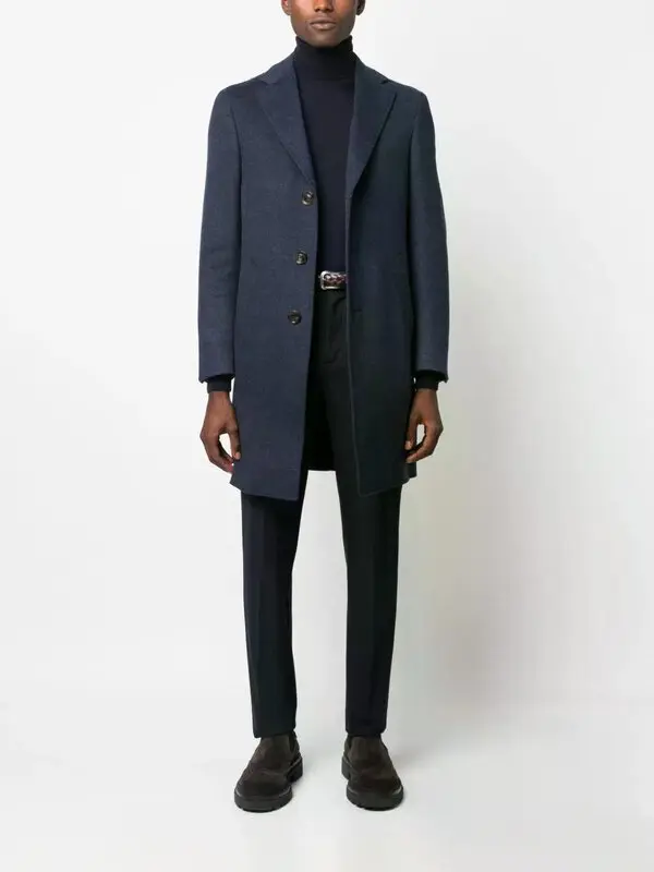 Canali Single-breasted Wool-blend Peacoat