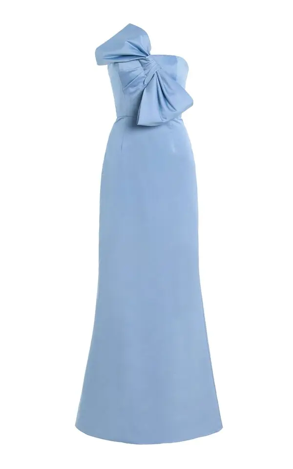 Alejandra Alonso Rojas Bow-detailed Cotton-silk Gown - Blue