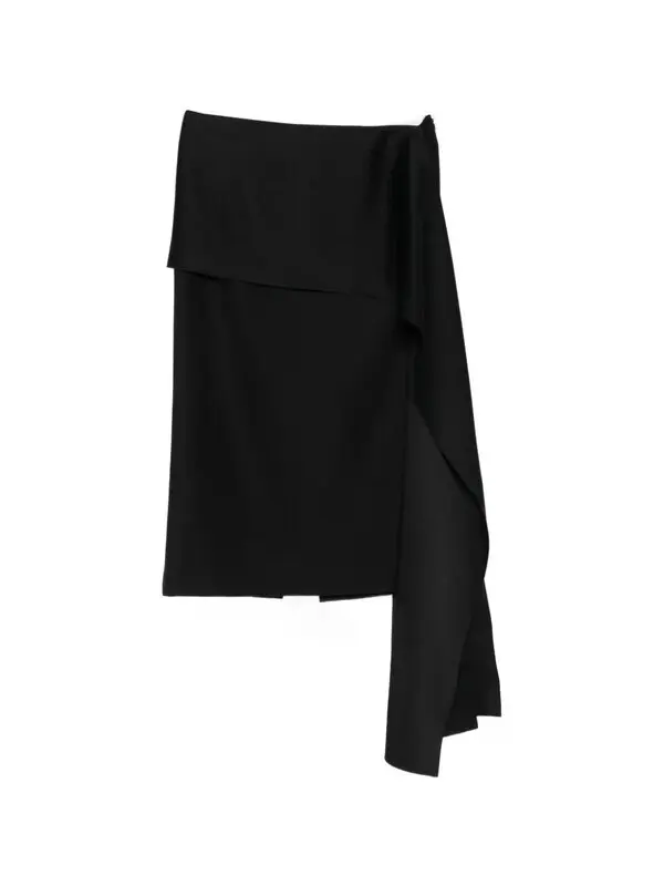 Carven Asymmetric Draped Midi Skirt - Black