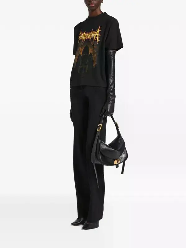 Balenciaga Graphic Print Distressed T-shirt - Black