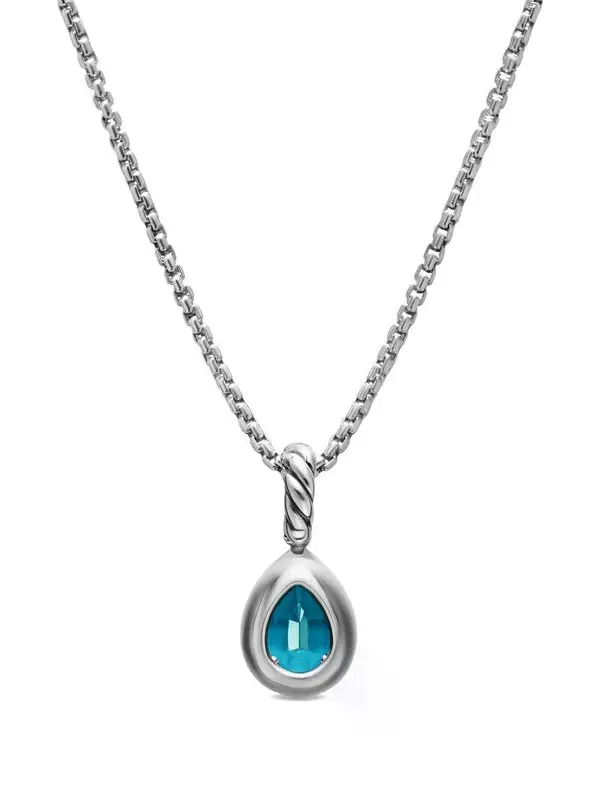 David Yurman Pear Cut Amulet With Hampton Blue Topaz In Sterling And 14k Yellow Gold - Silver