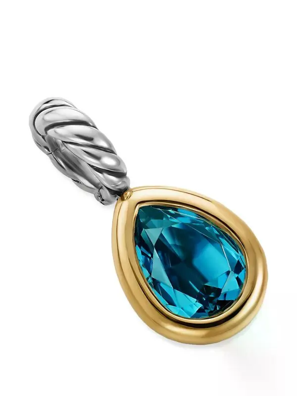 David Yurman Pear Cut Amulet With Hampton Blue Topaz In Sterling And 14k Yellow Gold