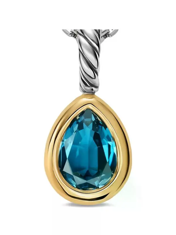 David Yurman Pear Cut Amulet With Hampton Blue Topaz In Sterling And 14k Yellow Gold