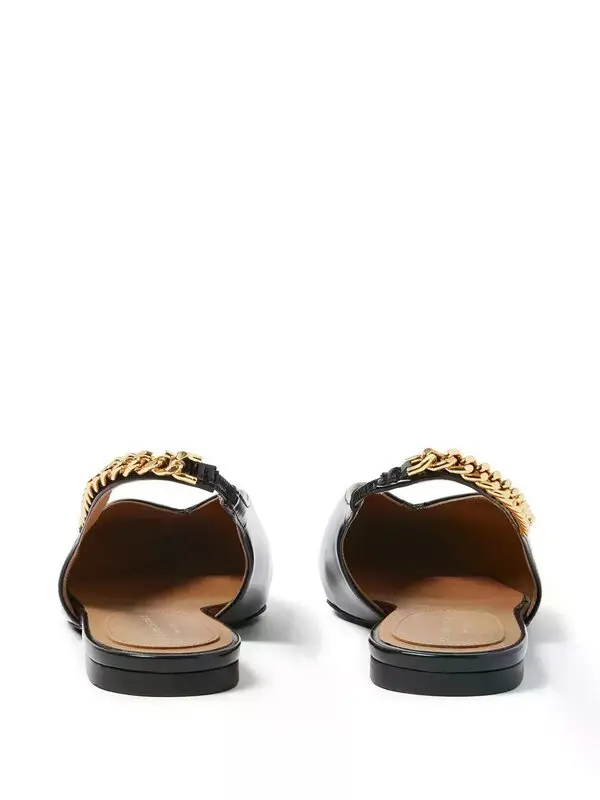 Stella McCartney Flat Point-toe Slingback Pumps With Chain Detail