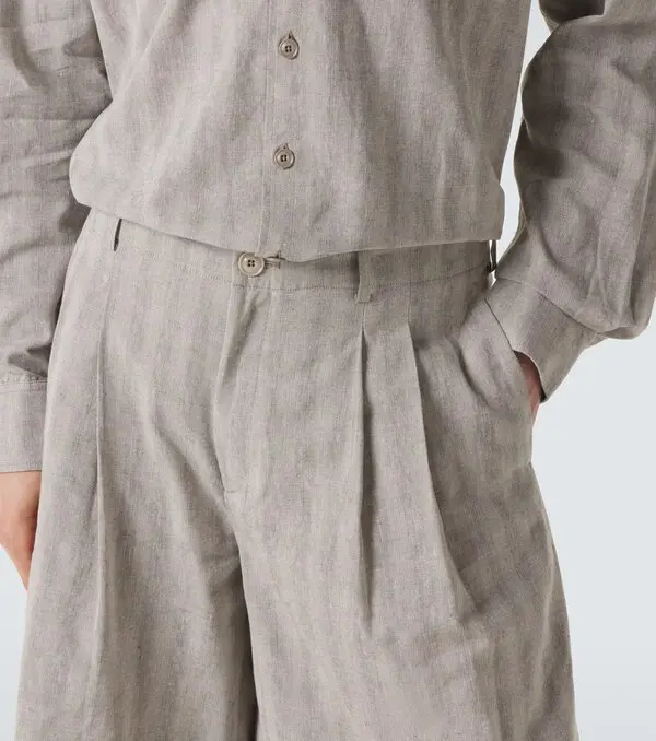 Our Legacy Split Striped Cotton And Linen-blend Capri Pants