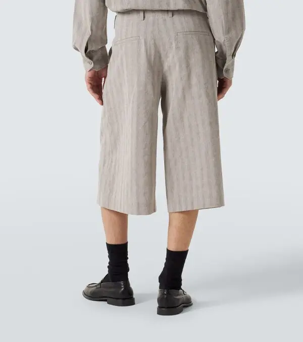 Our Legacy Split Striped Cotton And Linen-blend Capri Pants