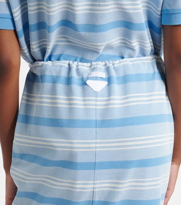 Prada Striped Cotton Piqué Pencil Skirt - Blue