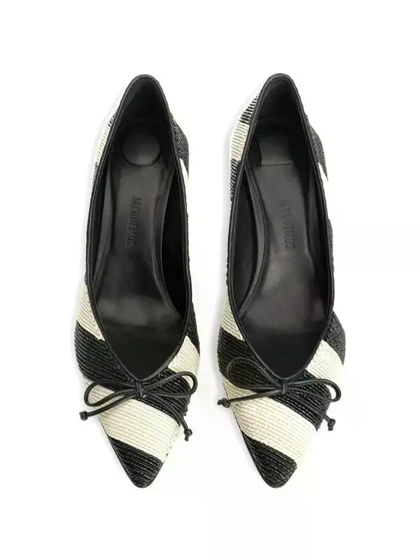 Jacquemus The Tourni Striped Faux-raffia Heeled Pumps - Black