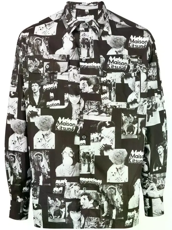 Maison Kitsuné Graphic-print Cotton Shirt