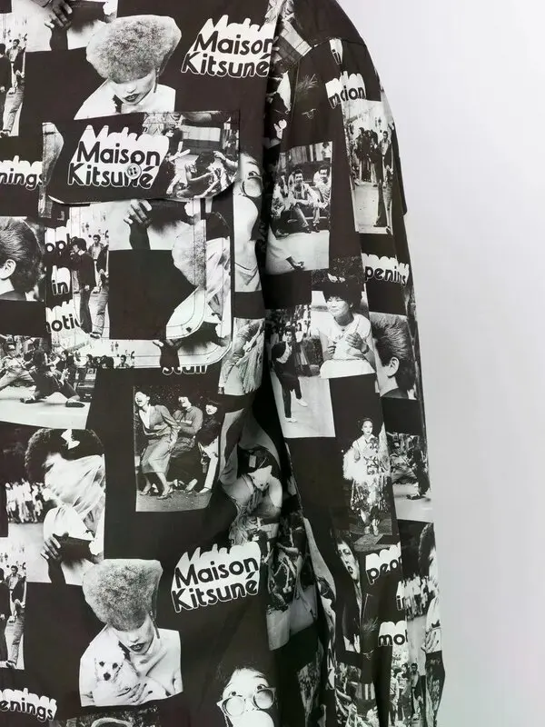 Maison Kitsuné Graphic-print Cotton Shirt