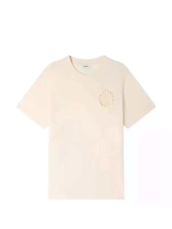 Sandro Cotton Crochet Flower T-shirt - Blue