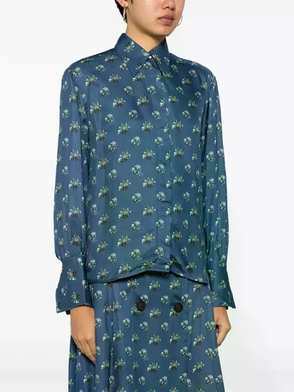 Maison Kitsuné Floral Print Long-sleeve Shirt