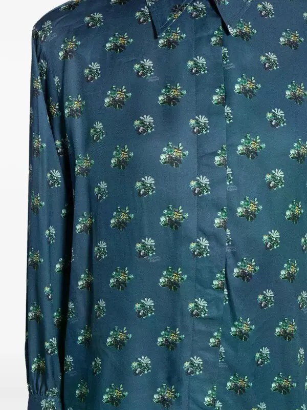 Maison Kitsuné Floral Print Long-sleeve Shirt