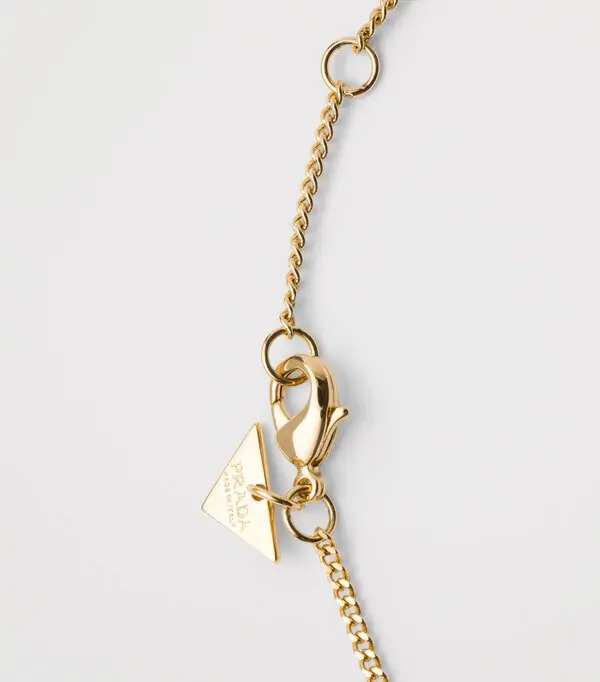 Prada Triangle Logo Pendant Chain Necklace