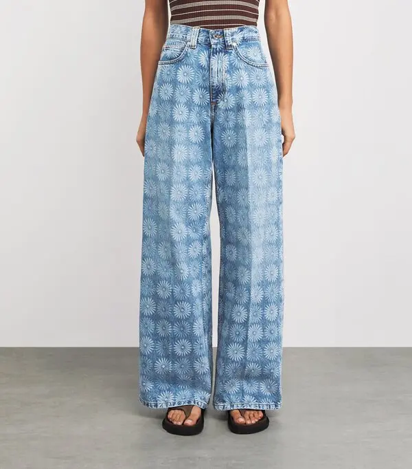 Sandro Floral Wide-leg Jeans
