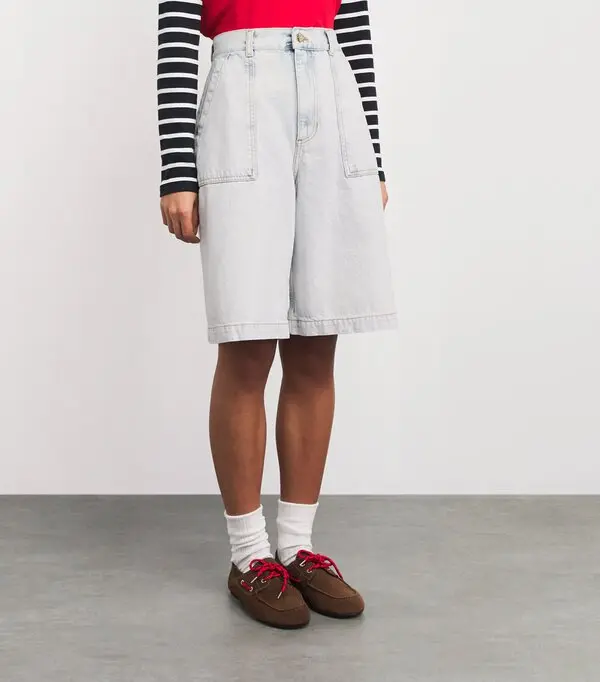 Sandro Washed Denim Bermuda Shorts - Blue