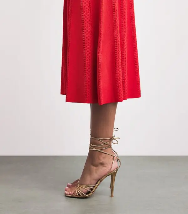 Sandro Knitted Midi Dress With Button Detailing - Red
