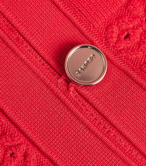 Sandro Knitted Midi Dress With Button Detailing - Red