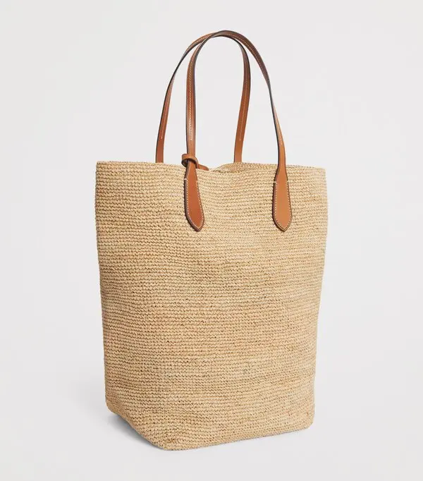 Polo Ralph Lauren Raffia Tote Bag With Leather Trim