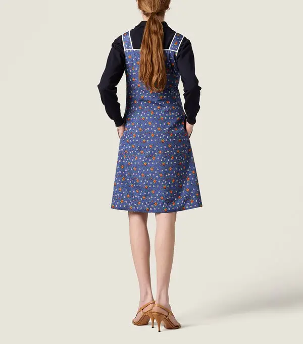 Miu Miu Floral Cotton Poplin Mini Dress - Blue