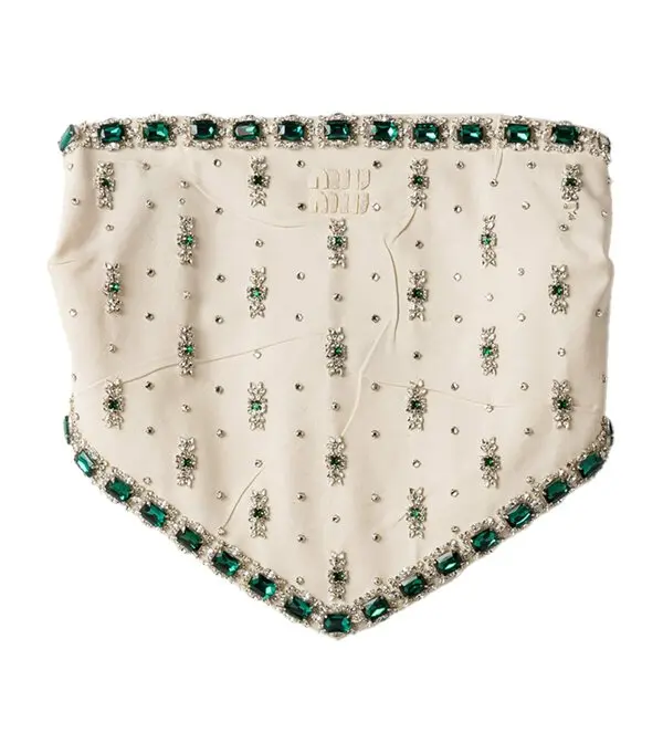 Miu Miu Embellished Cotton Top - Neutral