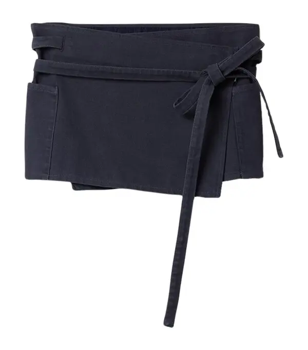 Miu Miu Cotton Gabardine Wrap Mini Skirt - Grey