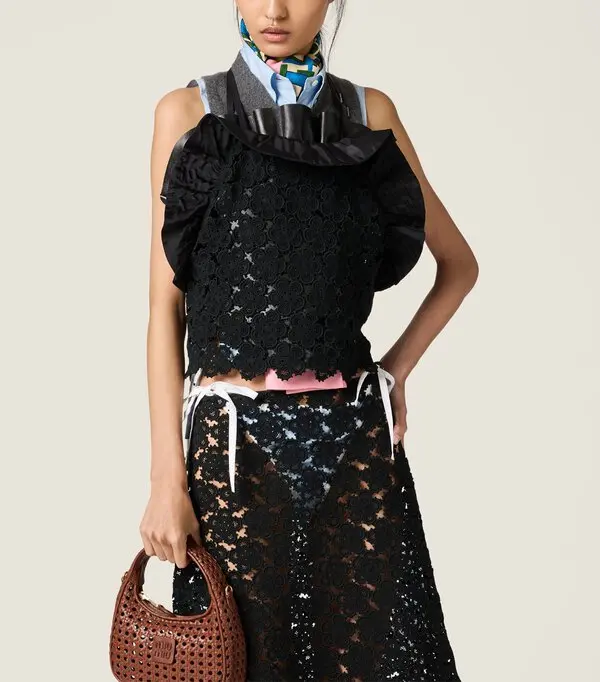 Miu Miu Cotton Macramé Pinafore Top