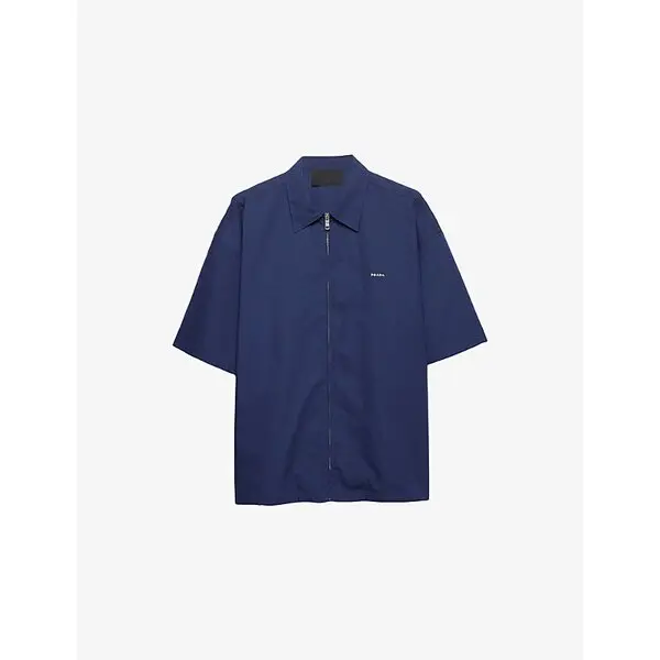 Prada Short-sleeved Technical Cotton Shirt - Blue