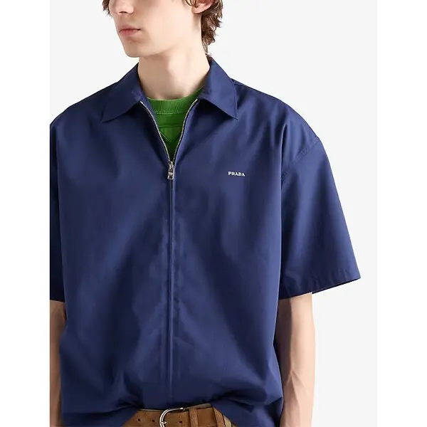 Prada Short-sleeved Technical Cotton Shirt - Blue