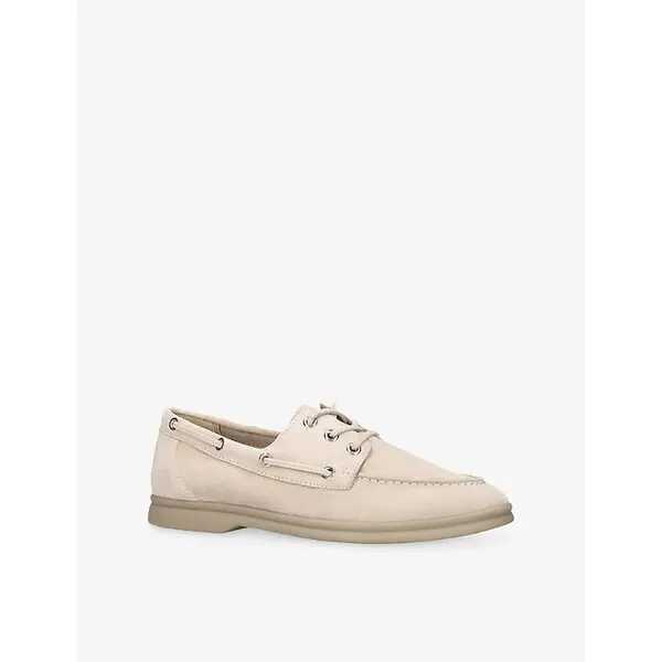 Steve Madden Suede Boat Shoes With Round Toe And Low Platform Heel
