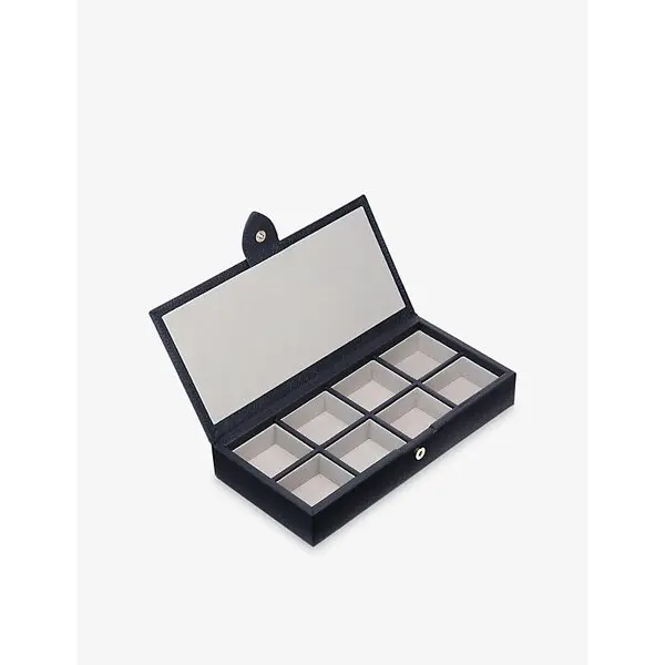Smythson Panama Leather Cufflinks Box - Navy