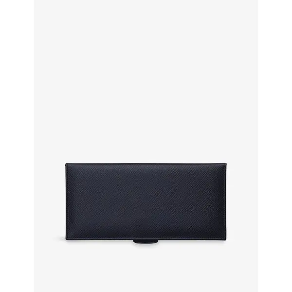 Smythson Panama Leather Cufflinks Box - Navy