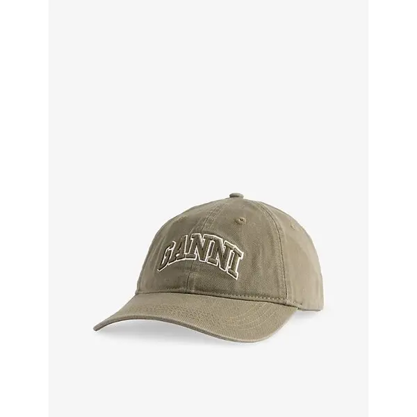 GANNI Washed Logo-embroidered Cotton-canvas Cap - Kalamata